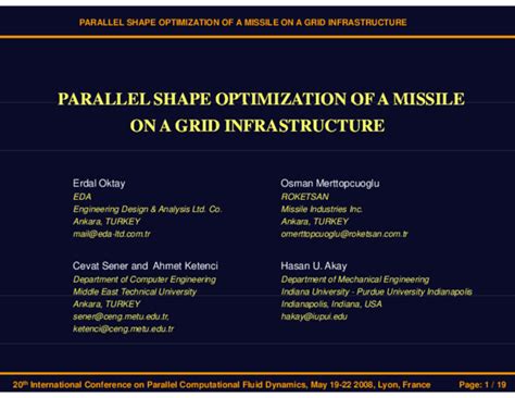 Pdf Parallel Shape Optimization Of A Missile On A Grid Infrastructure Erdal Oktay