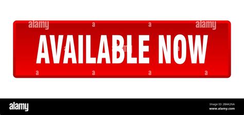 Available Now Button Available Now Square Red Push Button Stock Vector