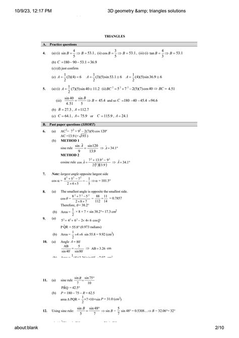 Solution Exercises 31 33 Solutions 3d Geometry Triangles
