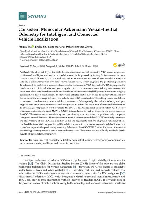 PDF Consistent Monocular Ackermann VisualInertial Odometry For