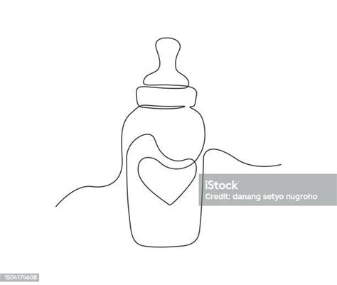 아기 젖병의 연속적인 한 선 그리기 아기 음료수 병 개요 벡터 그림입니다 편집 가능한 획 0명에 대한 스톡 벡터 아트 및 기타 이미지 Istock