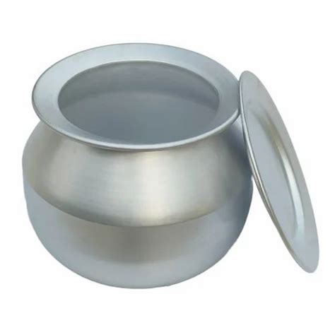 Aluminium Pot With Lid Metal Handi Cookware Utensils Round Shape Degchi
