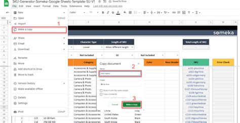 SKU Generator Google Sheets Template Random SKU Code