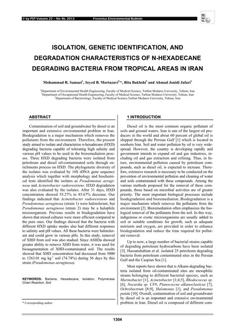 Pdf Isolation Genetic Identification And Degradation