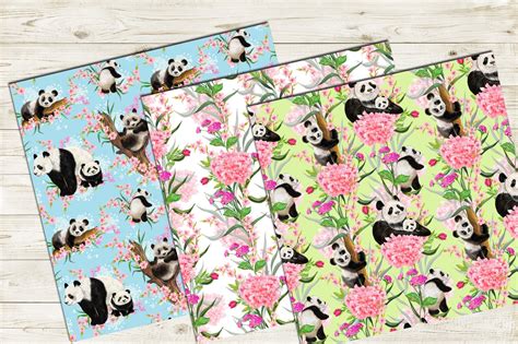 Cute Pandas Seamless Patterns Design Cuts