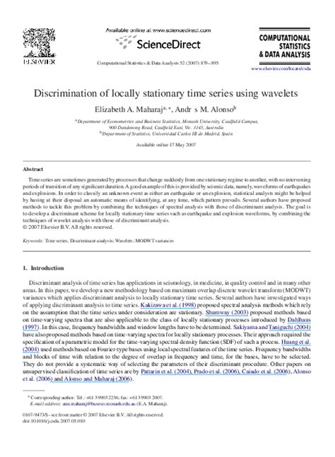 Pdf Discrimination Of Locally Stationary Time Series Using Wavelets