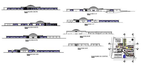 Elevation Plan And Sectional Detail Of Architectural Building Block Autocad File
