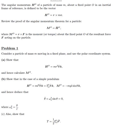 solved the angular momentum hº of a particle of mass m