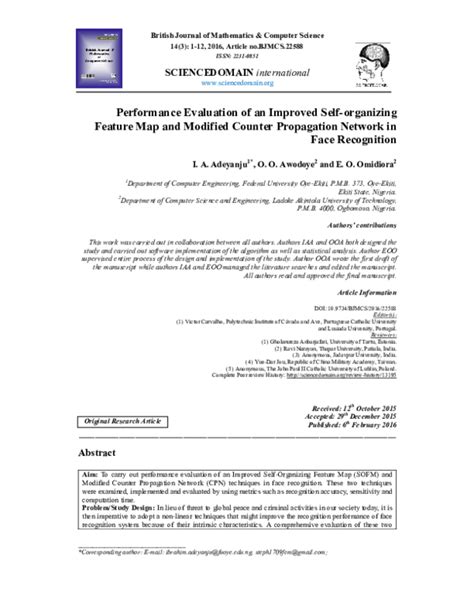 Performance Evaluation Of An Improved Self Organizing Feature Map And