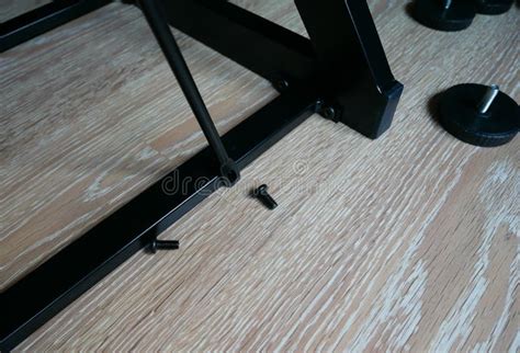 Assembling A Computer Desk At Home Black Table For Gaming Computer Stock Image Image Of