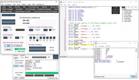 6502 simulator ide with 6502 basic compiler assembler disassembler