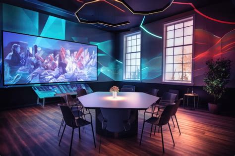 Premium Ai Image Hightech Virtual Meeting Room With Projection Mapping Created With Generative Ai