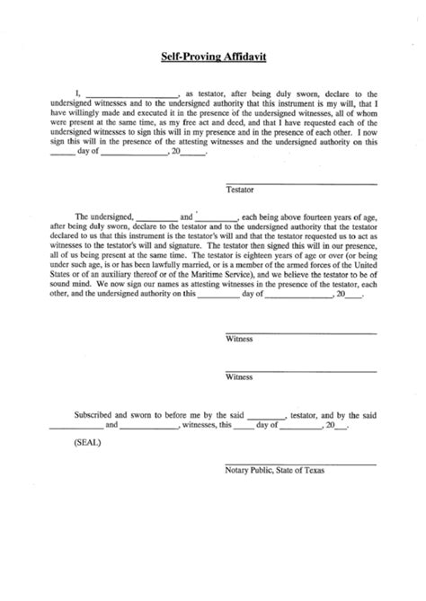 Self Proving Affidavit Printable Pdf Download