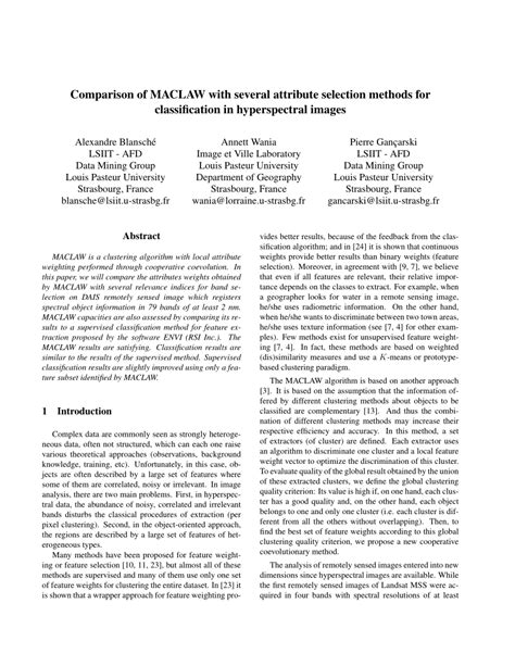 Pdf Comparison Of Maclaw With Several Attribute Selection Methods For