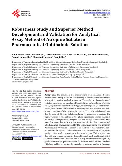 Pdf Robustness Study And Superior Method Development And Validation