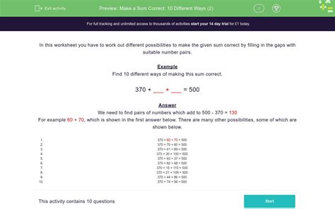 Make A Sum Correct Different Ways Worksheet Edplace