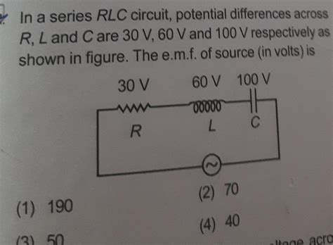 Answered In A Series Rlc Circuit Potential Differences Across R L And