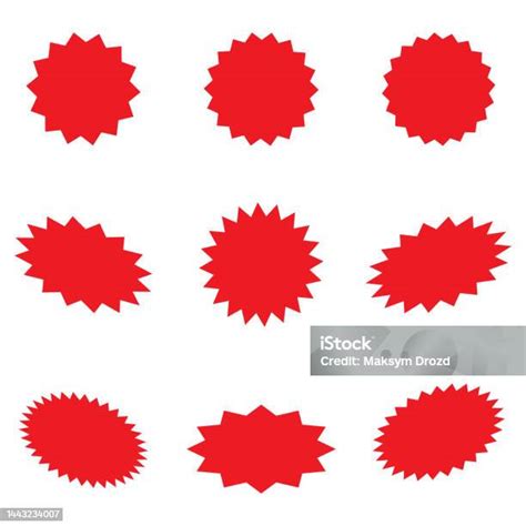 스타 버스트 빨간 음성 거품 파열 스티커 프로모션 배지 태양 폭발 프로모션 태그 폭발 별 버튼 벡터 일러스트레이션 Starburst Bush에 대한 스톡 벡터 아트 및 기타