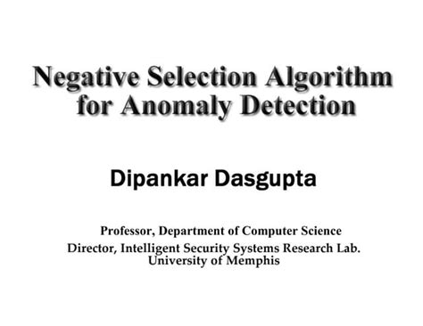 Negative Selection For Algorithm For Anomaly Detection Ppt