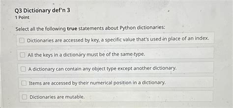 Solved Q3 Dictionary Def N 31 PointSelect All The Chegg