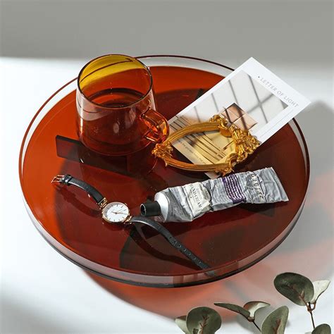 Badu Bg Северна акрилна кръгла тава Кехлибарена тава за чай Тава за съхранение в хола