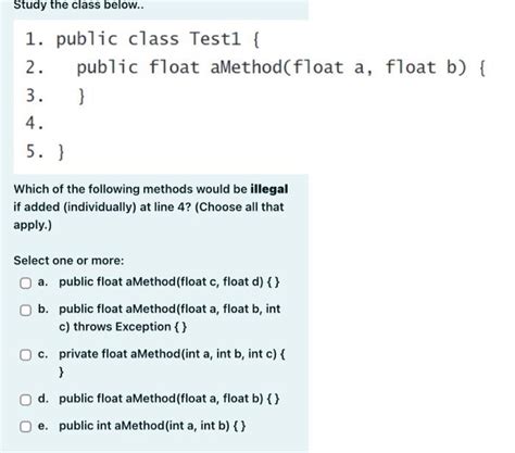 1 public class test1 { 2 pub7ic float