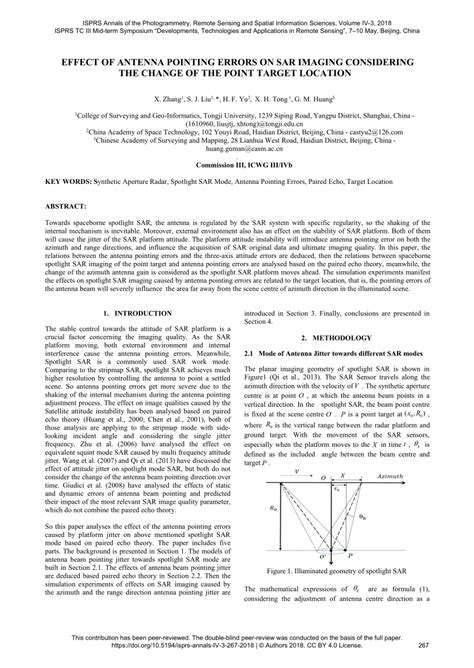 Pdf Effect Of Antenna Pointing Errors On Sar Imaging Considering The