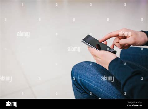 A Man Uses Mobile Phone Applications For Social Communication Mobile