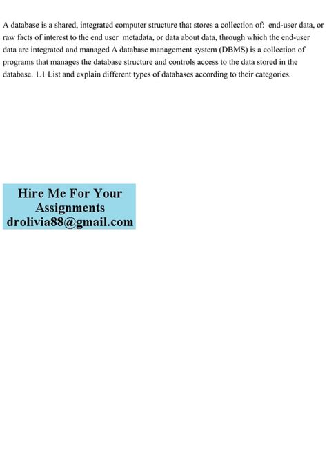 A Database Is A Shared Integrated Computer Structure That Stores A Pdf Free Download