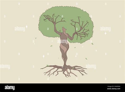 Woman Shape Being A Natural Forest Tree Vector Concept Illustration Of Nature And Human Balance