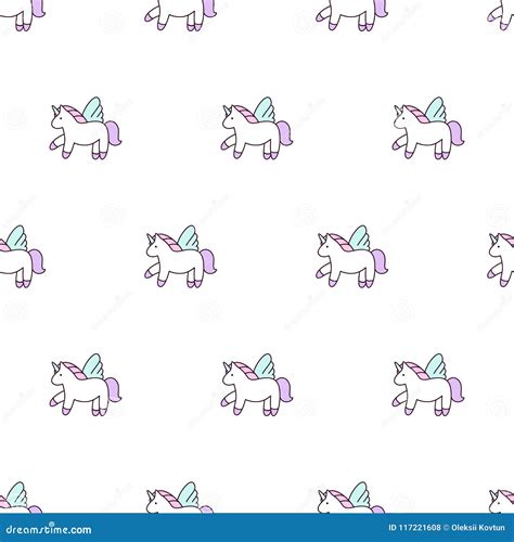 Unicorns Vector Illustration Seamless Pattern Rainbow Unicorns On Colorful Background Cute