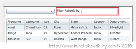 Filtering Records In Silverlight Datagrid Using Pagedcollectionview Codeproject