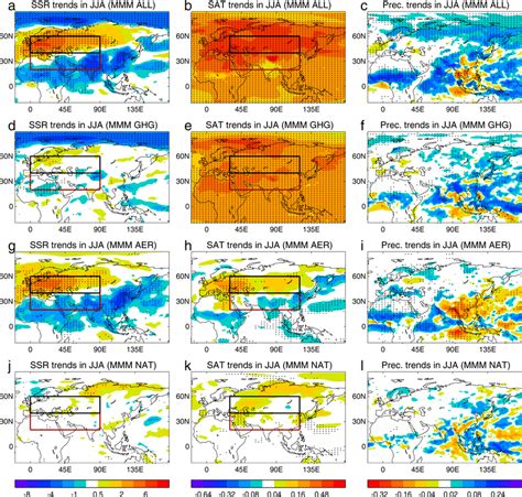 Spatial Patterns Of Multimodel Mean Mmm Linear Trends Of Some Surface Download Scientific