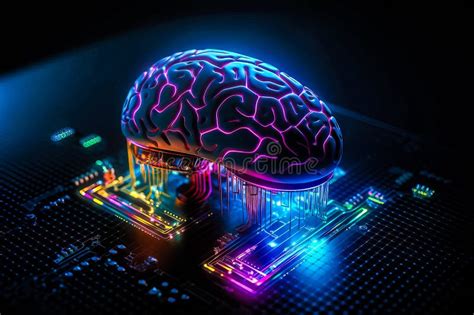 Ai Chipset With Human Brain On Computer Circuit Board Artificial Intelligence Data Mining And