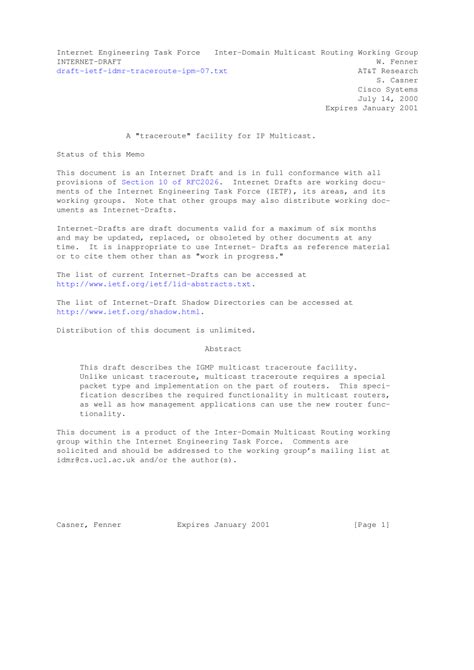 Pdf A Traceroute Facility For Ip Multicast