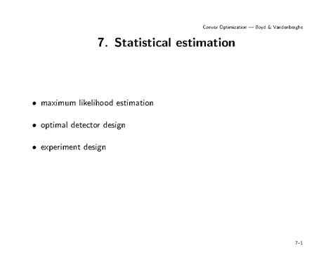 7 Stat Summary Modern Convex Optimization Convex Optimization — Boyd And Vandenberghe 7