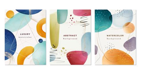Abstract Watercolor Covers With Blobs And Brushes Objects Ft Abstract And Shape Envato Elements