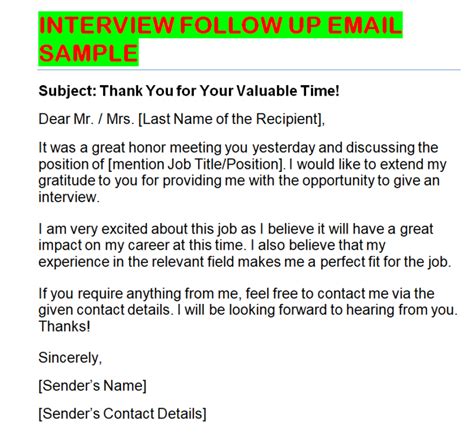 FREE Interview Follow Up Email Templates Writing Guide Day To Day Email