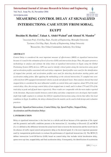 Pdf Measuring Control Delay At Signalized Intersections Case · Measuring Control Delay At