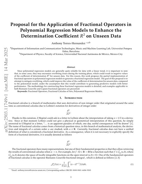 Pdf Proposal For The Application Of Fractional Operators In Polynomial Regression Models To