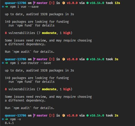 `quasar Upgrade I` Fails With Eresolve Unable To Resolve Dependency Tree · Issue 13786