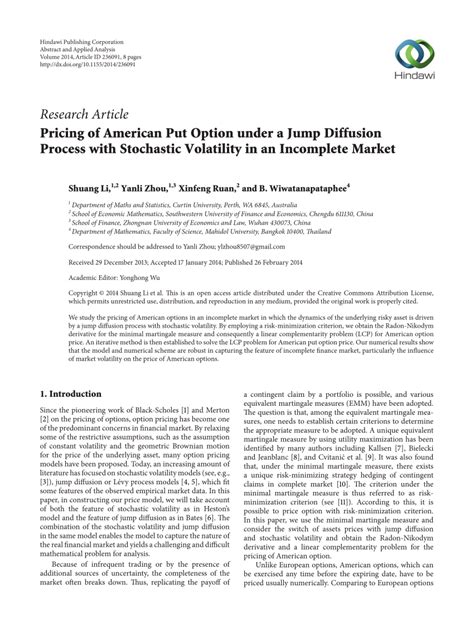Pdf Pricing Of American Put Option Under A Jump Diffusion Process