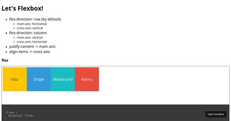 Flexbox 101 Codesandbox
