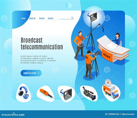 broadcast telecommunication landing page stock vector illustration of
