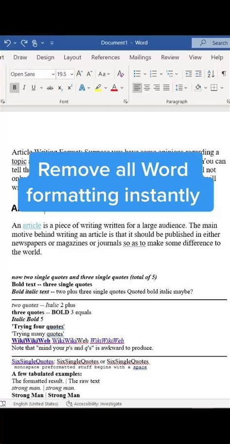 Remove All Word Formatting In A Single Click Artofit