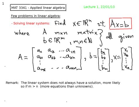 Chap01 Mat3341 Notes For Chapter 1 Mat 3341 Applied Linear