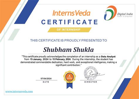 internship training careergrowth internsveda dataanalyst datascience shubham shukla
