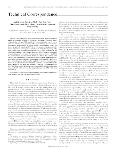 Pdf Technical Correspondence An Intrusion Detection Model Based On