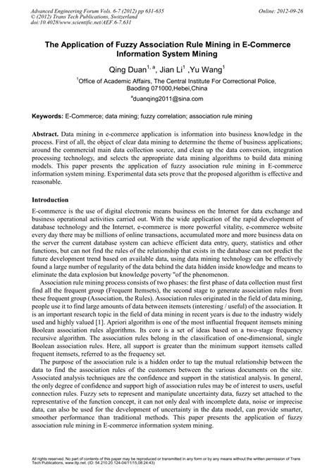 Pdf The Application Of Fuzzy Association Rule Mining In E Commerce Information System Mining