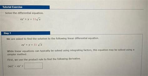 Solved Tutorial Exercise Solve The Differential Equation